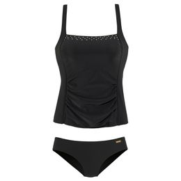Lascana Damen Tankini, schwarz, Gr. 46, unifarben, Polyamid, Bikini-Sets, mit Ziernieten