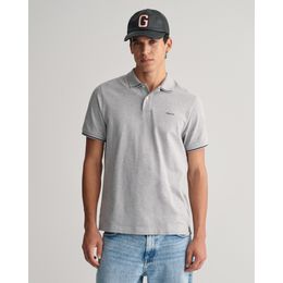 Gant Herren Poloshirt "TIPPING SS PIQUE POLO", grau, Gr. S, Jersey, Obermaterial: 100% Baumwolle, Shirts