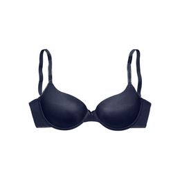 Lascana Damen Schalen-BH "T-Shirt-BH, B&uuml;gel-BH, Ela - perfect basic", Gr. 75, blau, Microtouch, Obermaterial: 82% Polyamid (TACTEL), 18% Elasthan
