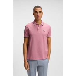 BOSS Green Herren Poloshirt "Paddy", rosa, Gr. XL, Jersey, Obermaterial: 100% Baumwolle, Shirts, mit kontrastfarbenen Streifen am Kragen