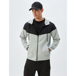 KOTON Sweatjacke Herren Gr&ouml;&szlig;e XXS graumeliert / schwarz