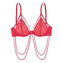 JETTE Damen B&uuml;gel-BH, Gr. 80, rot, Microtouch, Obermaterial: 70% Polyamid, 18% Polyester, 12% Elasthan, BHs, mit aufregender B&auml;nder-Optik, sexy