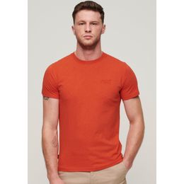 Superdry Herren Rundhalsshirt "ESSENTIAL LOGO EMB TEE", orange, Gr. L, unifarben, Single Jersey, Obermaterial: 100% Baumwolle, Shirts