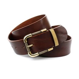Anthoni Crown Damen Lederg&uuml;rtel, braun, Gr. 105, unifarben, Leder, G&uuml;rtel, mit gemusterter Dornschlie&szlig;e in goldfarben