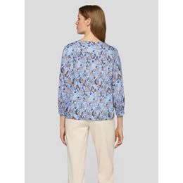 Rabe Damen V-Shirt, blau, Gr. 40, bedruckt, gemustert, Jersey, Obermaterial: 50% Baumwolle, 50% Viskose, Shirts, mit grafischem Muster und 3/4 -Arm