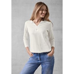 Cecil Damen 3/4-Arm-Shirt, wei&szlig;, Gr. XXL, unifarben, Web, 100% Baumwolle, Shirts, mit 3/4 &Auml;rmeln