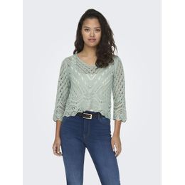 Jacqueline de Yong JDY Damen Strickpullover "JDYNEW SUN 3/4 CROPPED PULLOVER KNT NOOS", gr&uuml;n, Gr. M, unifarben, Strick, Obermaterial: 100% Polyacryl, Pullover