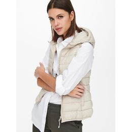 Only Damen Steppweste "ONLNEWTAHOE HOOD WAISTCOAT OTW NOOS", grau, Gr. XXS, leicht gl&auml;nzend, unifarben, Steppware, Obermaterial: 100% Nylon, Westen,
