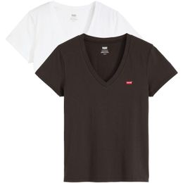 Levi's LEVI'S Damen T-Shirt "VNECK TEE 2 PACK", wei&szlig;, Gr. L, Jersey, Obermaterial: 100% Baumwolle, Shirts
