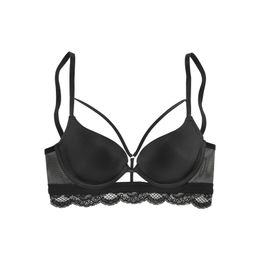 Lascana Damen T-Shirt-BH "Guilietta", Gr. 80, schwarz, Microtouch, Obermaterial: 60% Polyamid, 35% Polyester, 5% Elasthan, BHs, mit Schale, sexy