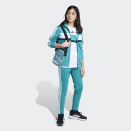 Jungen Trainingsanzug "SEASONAL ESSENTIALS TIBERIO 3-STREIFEN TRICOT KIDS", wei&szlig;, Gr. 140, adidas Sportswear, Obermaterial: 100% Polyester,