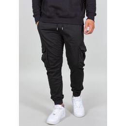 Herren Cargohose "Cotton Twill Jogger", schwarz, Gr. XXL, Alpha Industries, unifarben, Web, Obermaterial: 98% Baumwolle, 2% Elasthan, Hosen