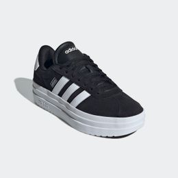 Damen Plateausneaker "VL COURT BOLD", adidas Sportswear, Gr. 40, schwarz-wei&szlig;, Leder, Synthetik, Schuhe, inspiriert vom Design des adidas gazelle bold