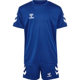 Hummel M&auml;dchen T-Shirt & Shorts "HMLLOGO SET KIDS", blau, Gr. 128, Jersey, Obermaterial: 100% Polyester, KOB Set-Artikel, mit elastischem Bund, aus
