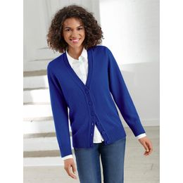 Casual Looks Damen Strickjacke, blau, Gr. 40, unifarben, 50% Baumwolle, 50% Polyacryl, Strickjacken