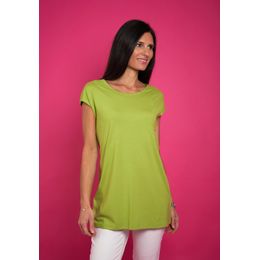 Seidel Moden Damen Longshirt, gr&uuml;n, Gr. 34, unifarben, Jersey, Obermaterial: 95% Viskose, 5% Elasthan, Shirts, MADE IN GERMANY