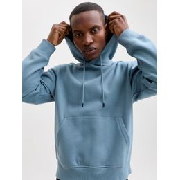 Jack & Jones JACK & JONES Herren Kapuzensweatshirt "STAR BASIC SWEAT HOOD", blau, Gr. S, unifarben, angeraute Sweatware, Obermaterial: 70% Baumwolle, 30%