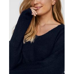 V&eacute;ro Moda VERO MODA Damen V-Ausschnitt-Pullover "VMCREWLEFILE LS V-NECK BLOUSE NOOS", blau, Gr. XS, meliert, Strick, Obermaterial: 70% Polyacryl, 27% Nylon, 3%