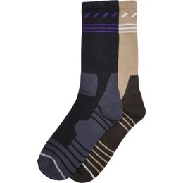 Urban Classics Herren Str&uuml;mpfe "Urban Classics Unisex Hiking Performance Socks 2-Pack", Gr. 35schwarz, unionbeige, 48% Polyester, 21% Polyamid, 17%