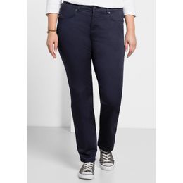 sheego Damen Stretch-Hose, blau, Gr. 80, unifarben, 97% Baumwolle, 3% Elasthan, Hosen