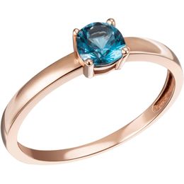 Firetti Damen Fingerring "Schmuck Geschenk Gold 375 Gold 585 Goldring Solit&auml;r", 58, Ros&eacute;gold 585, 1,55mm, blau, Ros&eacute;gold 585, Fingerringe, mit