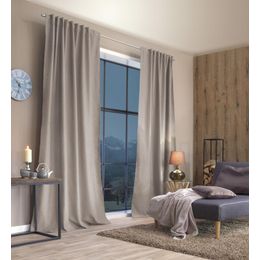 Vorhang HOME BASICS, B:135cm H:145cm, beige, Polyester, Wohnzimmer, Gardinen, "ESKIMO", Thermostoff Uni ESKIMO