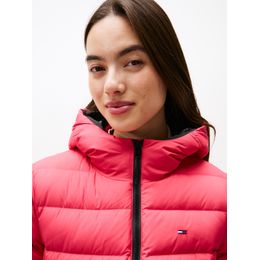 Tommy Jeans Damen Steppjacke "TJW SLIM HOOD PRNT DOWN JCKT EXT"vintage cerise, Gr. XXXL, unifarben mit Farbeins&auml;tzen, Web, Obermaterial: 100%