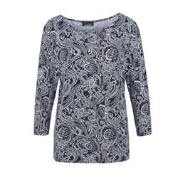 GOLDNER Damen Print-Shirt "3/4-Arm-Shirt mit Paisleymuster", schwarz-wei&szlig;, Basic, Gr. 42, Obermaterial: 95% Viskose CV. 5% Elasthan EL., Shirts,