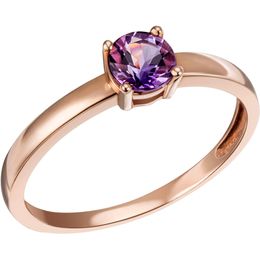 Firetti Damen Fingerring "Schmuck Geschenk Gold 375 Gold 585 Goldring Solit&auml;r", 52, Ros&eacute;gold 585, 1,55mm, lila, Ros&eacute;gold 585, Fingerringe, mit
