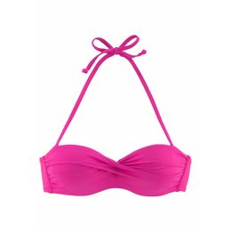 s.Oliver Damen Bandeau-Bikini-Top "Spain", pink, Gr. 34, unifarben, Microfaser, Microfaser, Bikini-Oberteile, in unifarben mit Wickeloptik