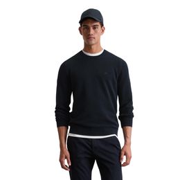 Marc O'Polo MARC O'POLO Herren Rundhalspullover, blau, Gr. L, Strick, Obermaterial: 100% Baumwolle, Pullover, in Piqu&eacute;-Struktur
