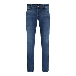 Jack & Jones JACK & JONES Herren Slim-fit-Jeans "JJIGLENN Slim-Fit mit Stretch und praktischer 5-Pocket-Form", blau, Gr. 32, Abriebeffekte, Denim/Jeans,