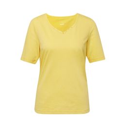 GOLDNER Damen Langarm-Poloshirt "Halbarm Basic-Shirt aus Baumwolle", gelb, Gr. 46, Obermaterial: 95% Baumwolle CO. 5% Elasthan EL., Shirts,