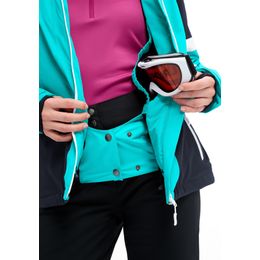 Maier Sports Damen Skijacke "HANNI", blau, Gr. 38, 100% Polyester, Jacken, Damen Winterjacke, wasserdicht, 3 RV-Taschen und Kapuze, Regular fit