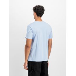 Herren Rundhalsshirt "BASIC T SMALL LOGO", blau, Gr. XXXL, Alpha Industries, bedruckt, Single Jersey, Obermaterial: 100% Baumwolle, Shirts,