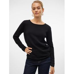 V&eacute;ro Moda VERO MODA Damen Rundhalspullover "VMCARE STRUCTURE LS O-NECK BLOU NOOS", schwarz, Gr. XS, Strukturmuster, unifarben, Strick, Obermaterial: 100%