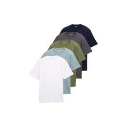 Tom Tailor Herren T-Shirt, wei&szlig;, Basic, Gr. L, unifarben, Jersey, Obermaterial: 100% Baumwolle, Shirts, mit Logo Print