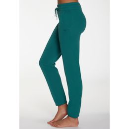 H.I.S. H.I.S Damen Relaxhose, Gr. 40, blau, Sweatware, Obermaterial: 60% Baumwolle, 40% Polyester, unifarben, Basic, Hosen, mit breitem Bund und seitlichen
