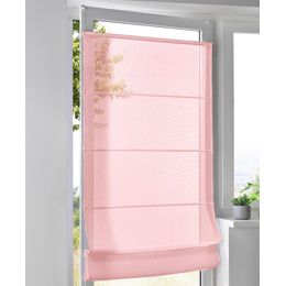 Raffrollo Kutti, B:50cm H:130cm, rosa, Obermaterial: 100% Polyester, K&uuml;che, Raffrollos, "Brondby Move", Klemmfix, Klemmtr&auml;ger, halbtransparent, uni,