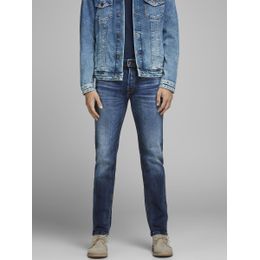Jack & Jones JACK & JONES Herren Tapered-fit-Jeans "JJIMIKE JJORIGINAL CJ SN", blau, Gr. 31, Abriebeffekte, Denim/Jeans, Obermaterial: 98% Baumwolle, 2% Elasthan,