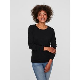 V&eacute;ro Moda VERO MODA Damen Rundhalspullover "VMCARE STRUCTURE LS O-NECK BLOU NOOS", schwarz, Gr. M, Strukturmuster, unifarben, Strick, Obermaterial: 100%