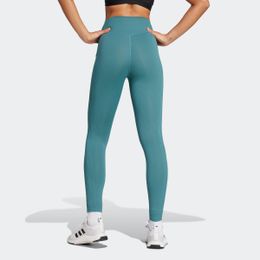 Damen Trainingstights "OPTIME RIB 7/8-LEGGINGS", gr&uuml;n, Gr. XS, adidas Performance, Obermaterial: 79% Polyester, 21% Elasthan, Hosen