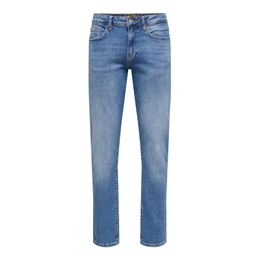 Only & Sons ONLY & SONS Herren Straight-Jeans "ONSWEFT REGULAR WB 0021 TAI DNM NOOS"light medium blau denim detail:resin 3d, Gr. 28, Abriebeffekte, Denim/Jeans,
