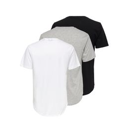 Only & Sons ONLY & SONS Herren T-Shirt "ONSMATT LONGY SS TEE 3-PACK"hellwei&szlig; pack:1hellwei&szlig; 1schwarz 1lgm, Gr. S, unifarben, Jersey, Obermaterial: 100%