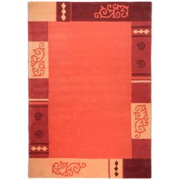 Wollteppich Theko, B:70cm H:14mm L:140cm, orange, Schurwolle, Wohnzimmer, Teppiche, "Ambadi", reine Schurwolle, handgetuftet, mit Bord&uuml;re, modern