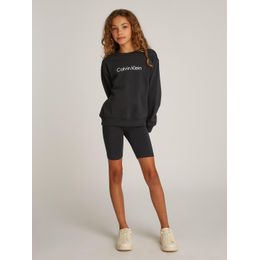 Kinder Langarmshirt & Leggings "RELAXED CN + CYCLING SHORTS", schwarz, Gr. 6, Calvin Klein Jeans, bedruckt, Jersey, Obermaterial: 100% Baumwolle, KOB