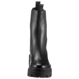Tamaris Damen Chelseaboots, Gr. 40, schwarz, Elastischer Einsatz, Glattleder, schimmernd, unifarben, Basic, Schuhe, Blockabsatz, Schlupfboot,