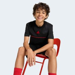 Jungen T-Shirt "ADIDAS SLOGAN SINGLE JERSEY", schwarz, Gr. 128, adidas Sportswear, Obermaterial: 100% Baumwolle, Shirts, sportlicher Stil, kurze