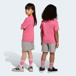 Jungen Trainingsanzug "LK BL T-SET 160"pink fusion, wei&szlig;, Gr. 116, adidas Sportswear, Obermaterial: 100% Baumwolle, Sportanz&uuml;ge, f&uuml;r Kinder,