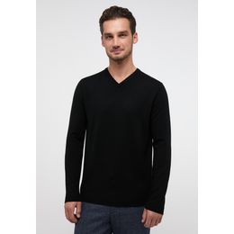 Eterna Herren Strickpullover, schwarz, Gr. XL, 100% Wolle (Merino), Pullover